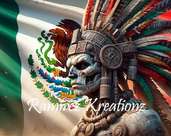 Aztec Warrior / Mexican Flag / Digital Art / PNG / Sublimation - Etsy