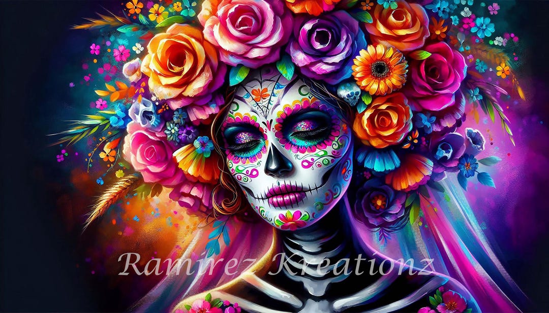 Colorful Catrina / Dia De Los Muertos / PNG / Digital Art / Sublimation ...