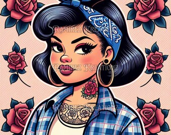 Chola / Chicana / Payasa Make up / Digital Art / PNG / Sublimation ...