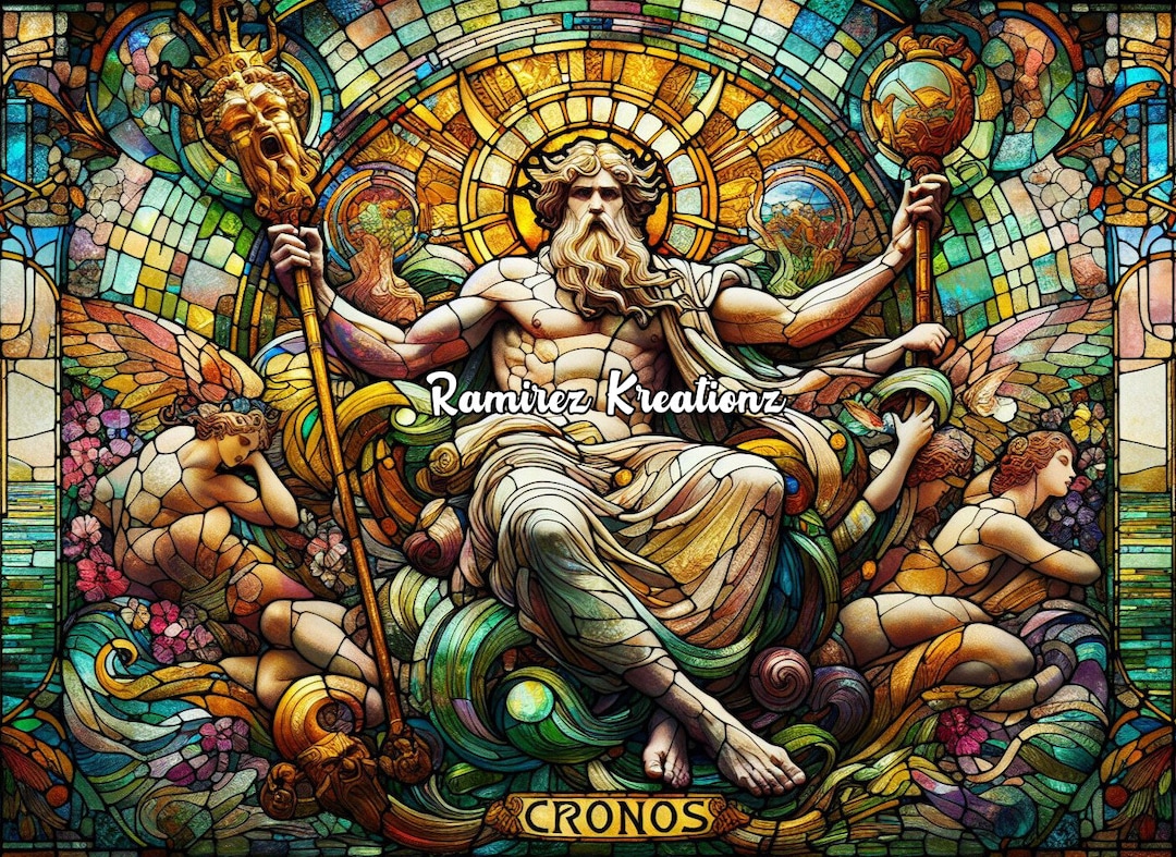 Stained Glass Cronos Greek God / Greek Mythology / Digital Art / PNG - Etsy