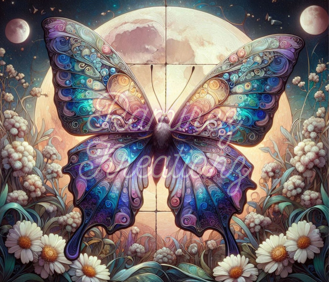 Butterfly Moon Digital Art/ RBG File / PNG File - Etsy
