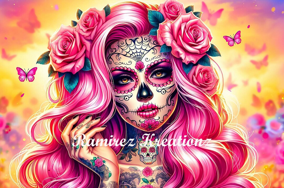 Sugar Skull Woman / PNG / Sublimation / Digital Art / Day of the Dead ...