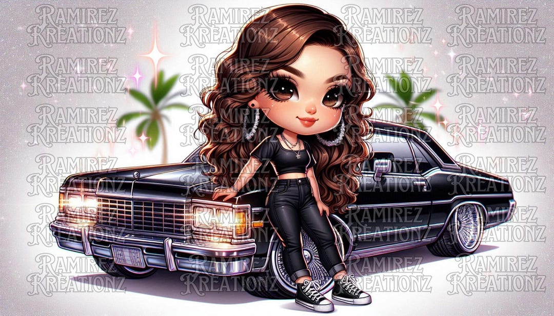 Chibi Lowrider Girl Art, PNG for Sublimation & DTF Print (digital Art ...