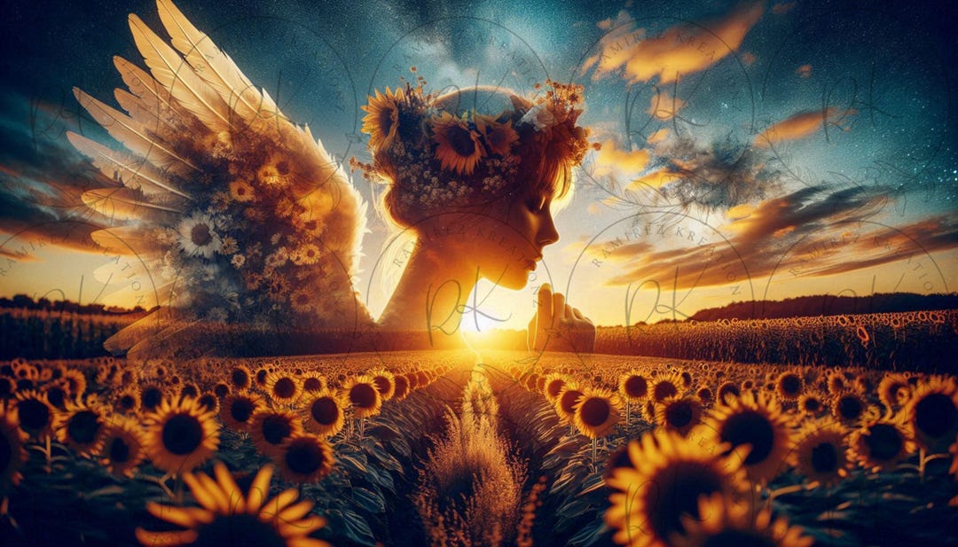 Angel Floral Exposure / Sunflowers / Angel / Digital Art / PNG ...