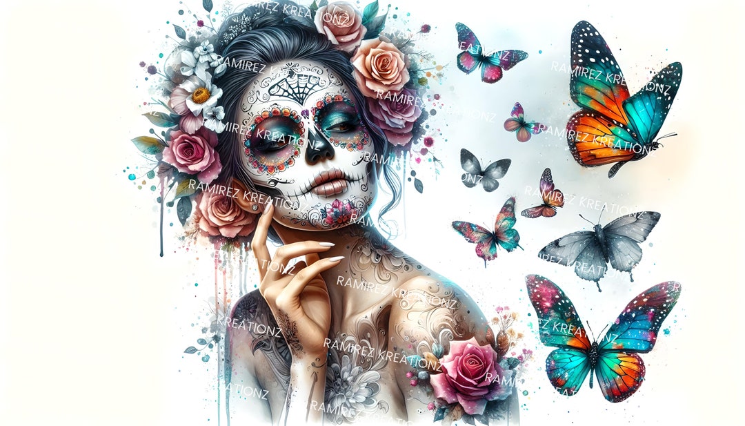 Sugar Skull Woman / Dia De Los Muertos / PNG / Digital Art/ Tumbler ...