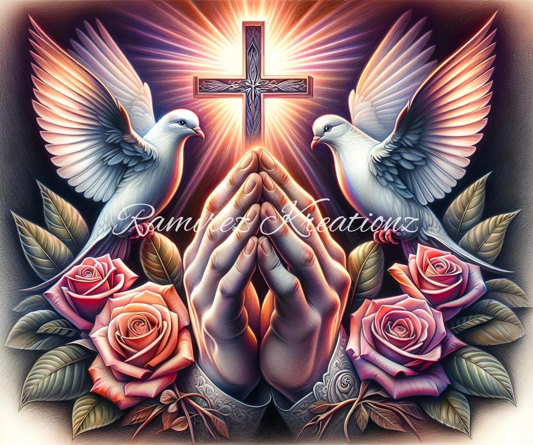 Prayer Hands / Praying Hands / Jesus / Doves / Memorial / Digital Art ...