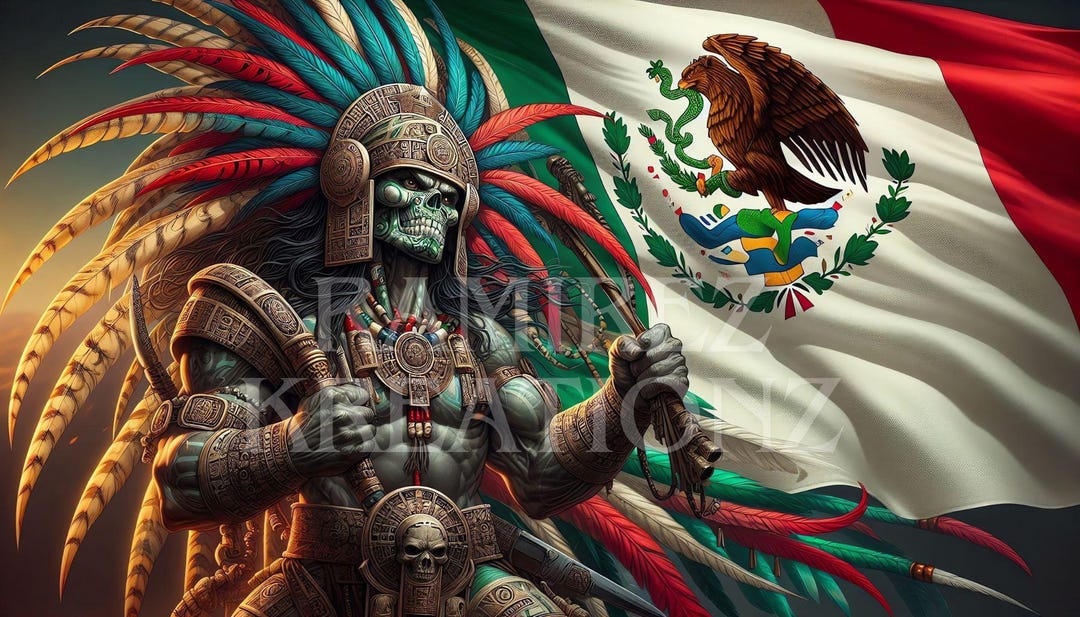 Aztec Warrior / Mexican Flag / Digital Art / PNG / Sublimation - Etsy