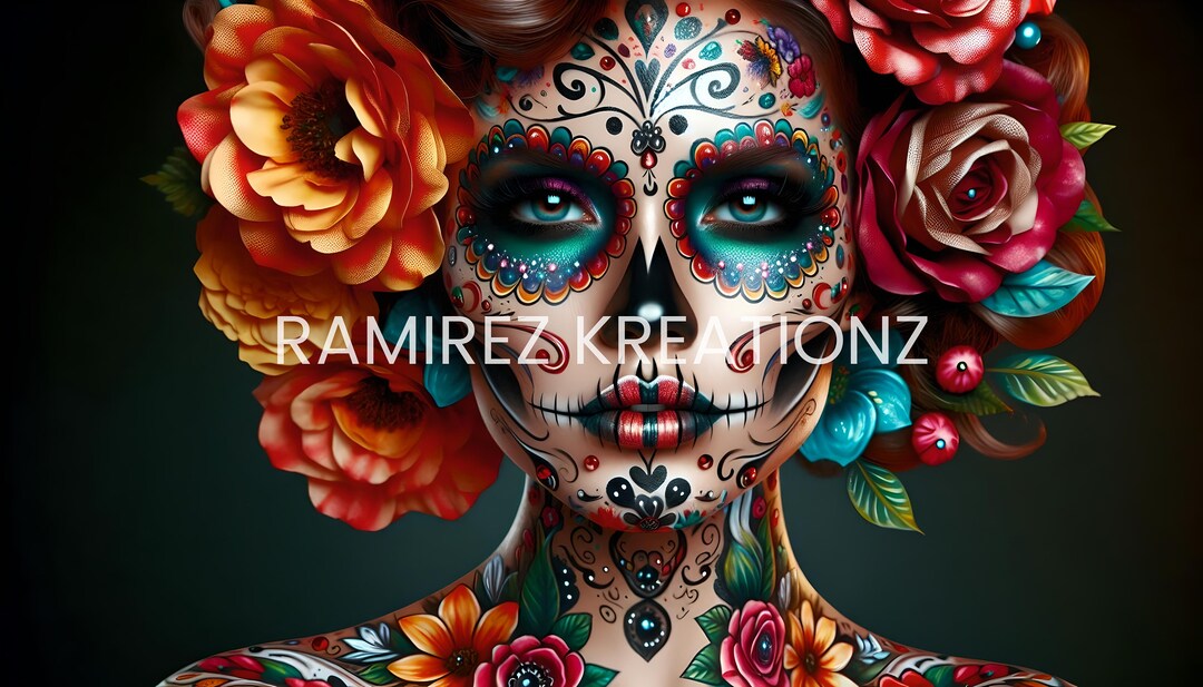 Sugar Skull Woman / PNG / Digital Art / Sublimation / Tumbler Wrap ...