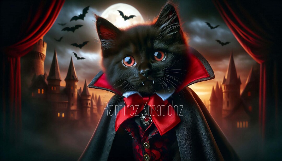 Dracula Cat Digital Art, Vampire Kitten PNG (digital Download) - Etsy