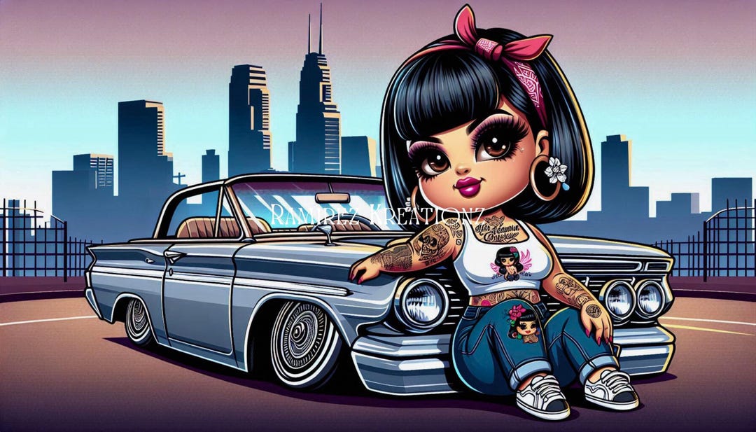Lowrider Girl Art, PNG, DTF Print (digital Art) - Etsy