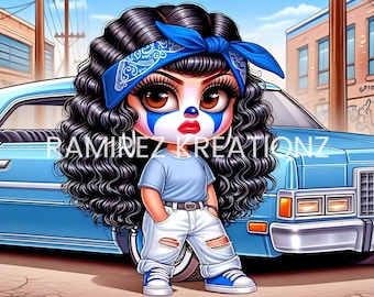La Chola Chicana Chola Chibi Style Old School Chola Latina Shirt PNG ...