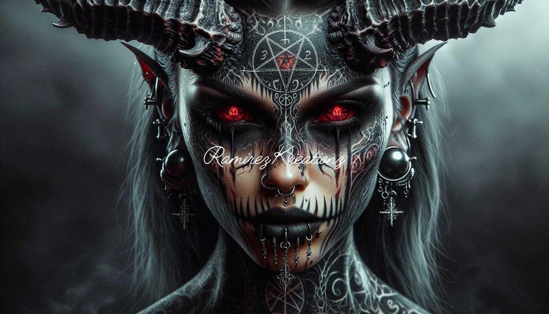 Female Demon / Devil / Satan / Digital Art / PNG / Sublimation - Etsy
