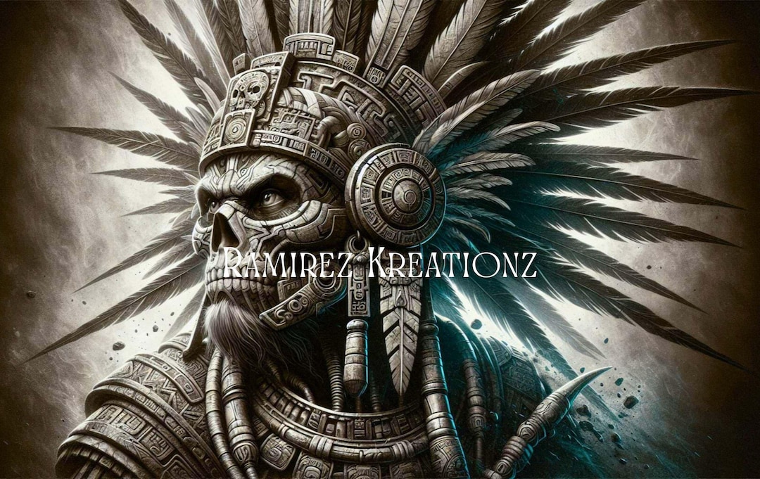 Aztec Warrior Skull Digital Art (PNG, Sublimation, DTF Print) - Etsy