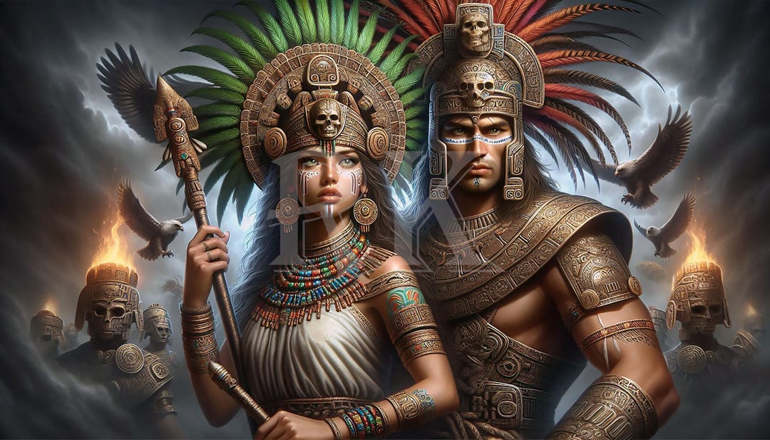 Aztec Warrior & Princess / Aztec / Digital Art / PNG / Sulimation - Etsy