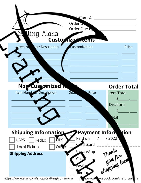 Laser Product Order Form Glowforge Order Form Cricut Order - Etsy