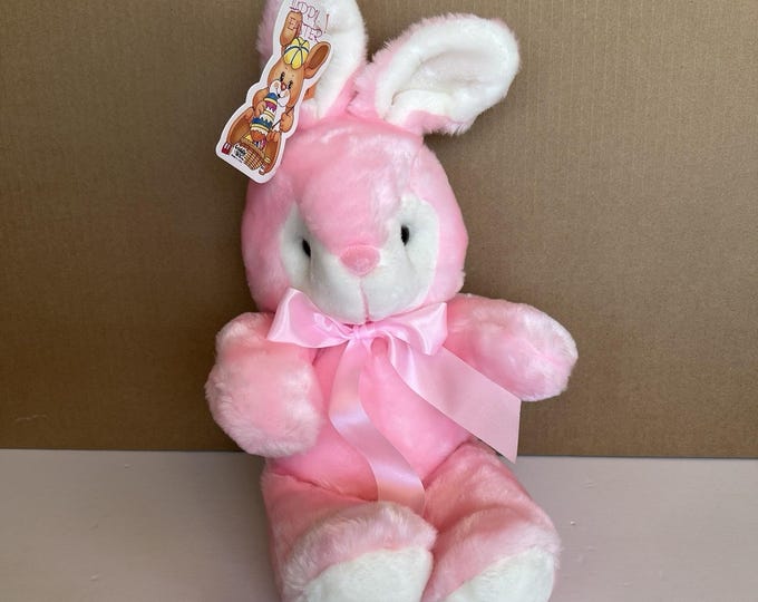 Cuddle Wit Plush Vintage 1988 Pink Happy Easter Bunny Rabbit Plush ...