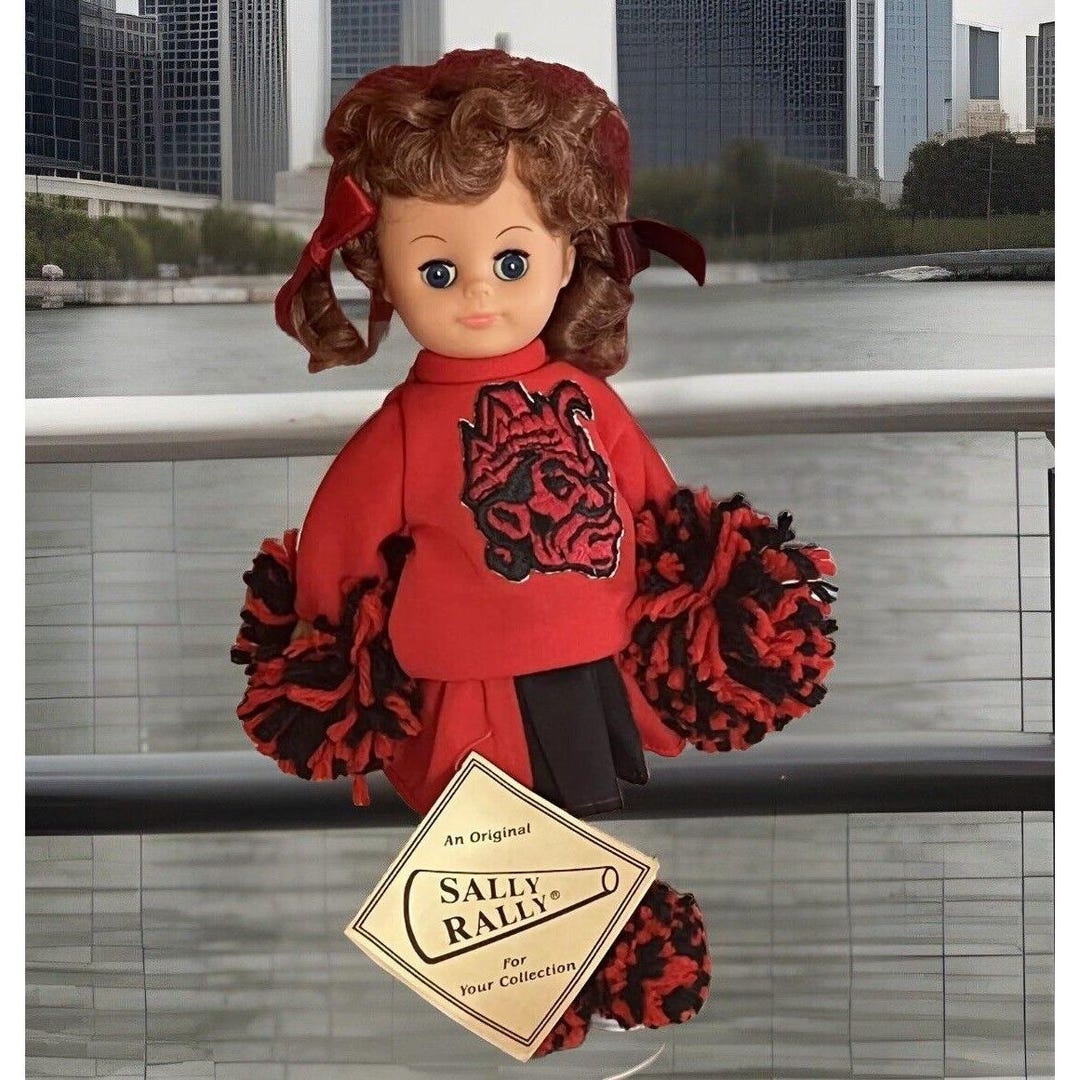 Vintage Sally Rally Cheerleader Doll Gambina Black Red 5600 Native Blue ...