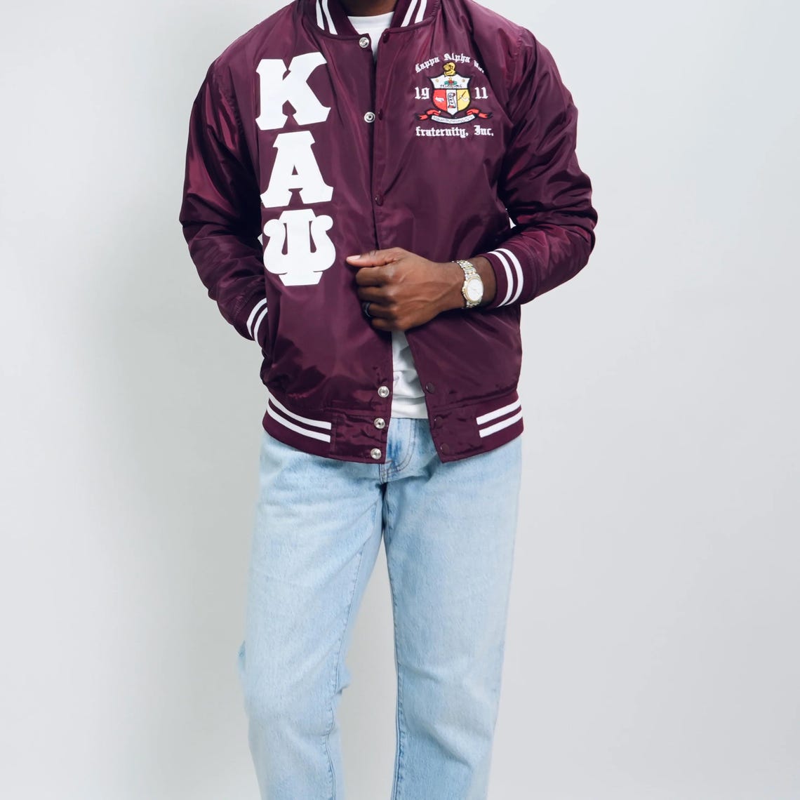 Kappa Alpha Psi Nylon Baseball Maroon & White Jacket - Etsy