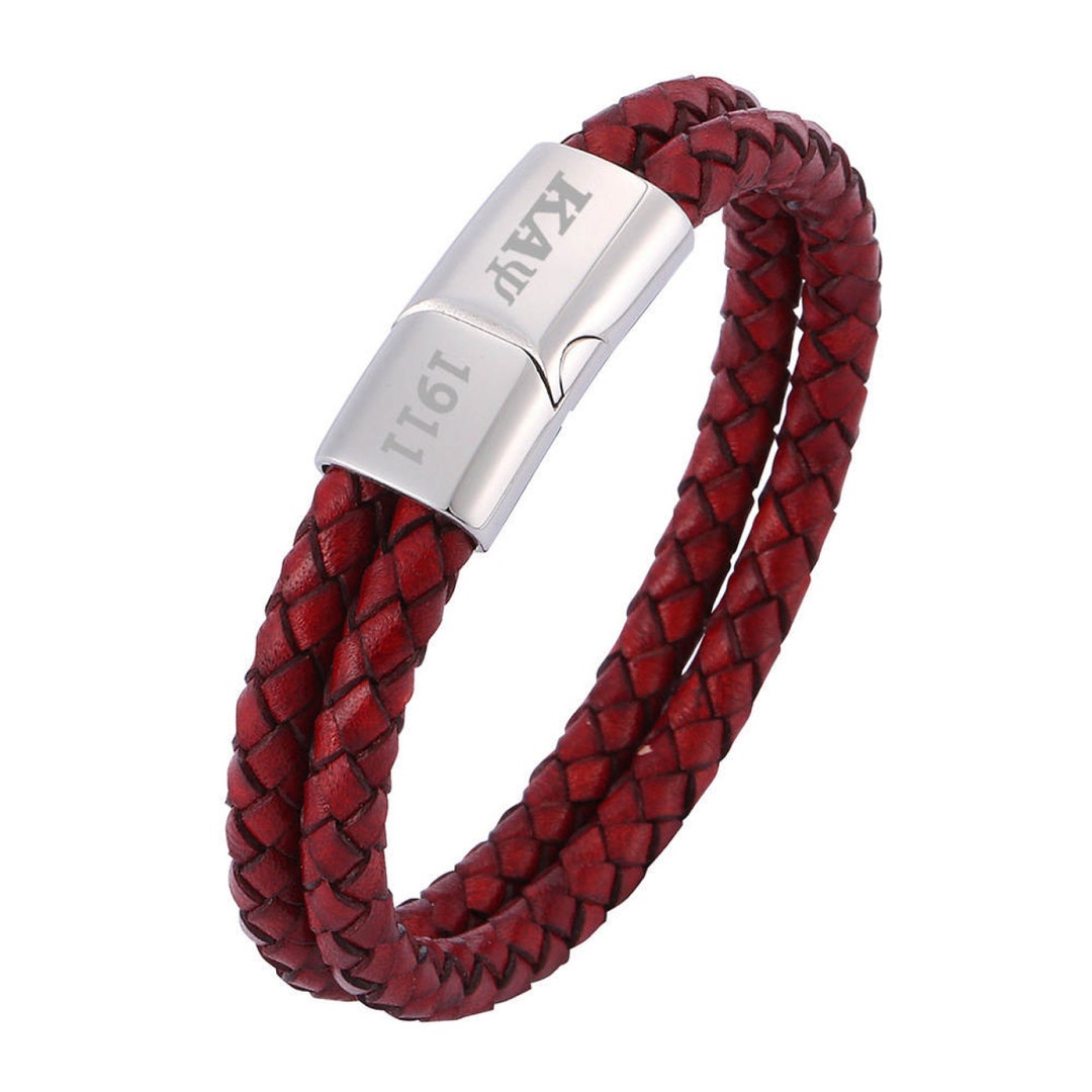 Kappa Alpha Psi Hand Woven Magnet Buckle Men’s Leather Red Bracelet ...
