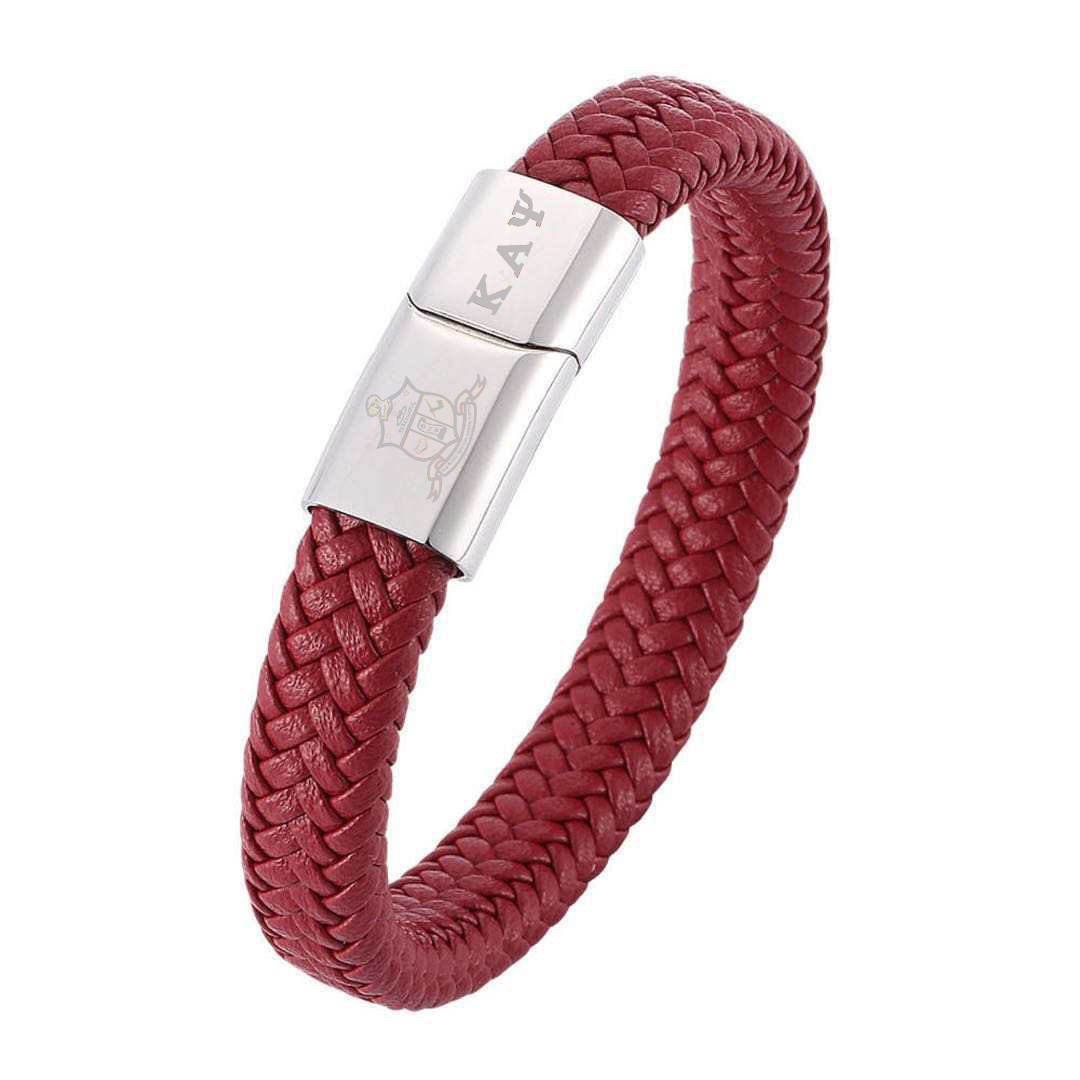 Kappa Alpha Psi Hand Woven Magnet Buckle Men’s Leather Red Bracelet ...