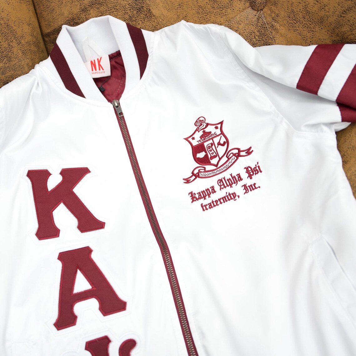 Kappa Alpha Psi White and Maroon Satin Embroidered Jacket - Etsy
