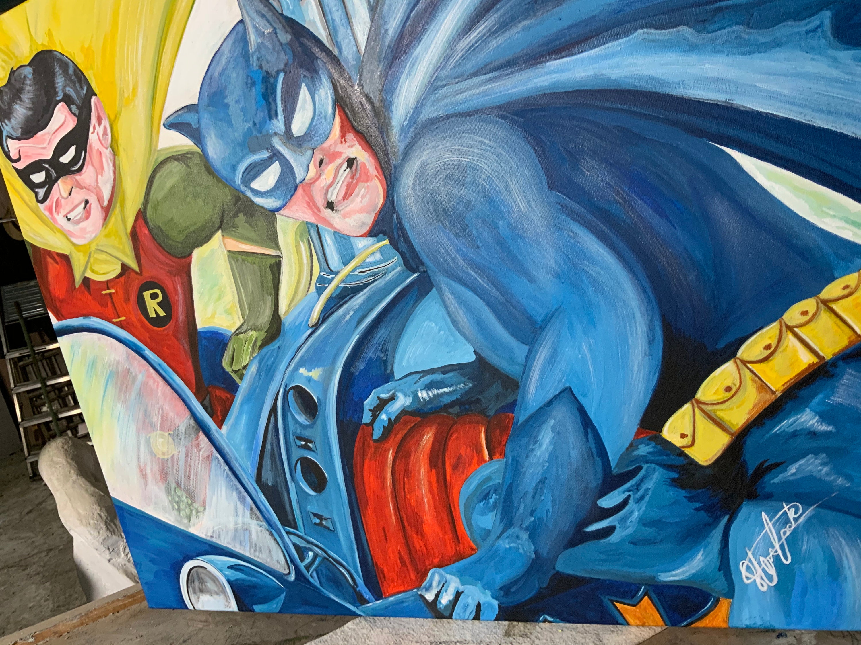 Original Batman and Robin artwork acrylics on canvas by Steve | Etsy