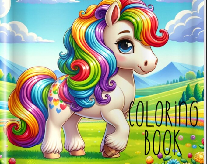 Coloring Sheets of Horses for Kids, Whimsical Horses Playing, in a ...