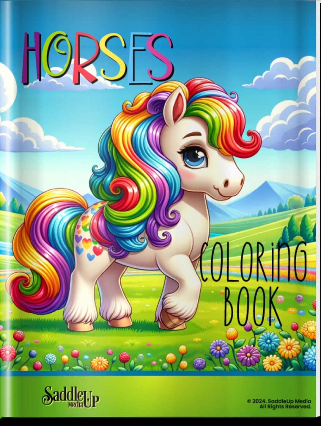 Coloring Sheets of Horses for Kids, Whimsical Horses Playing, in a ...