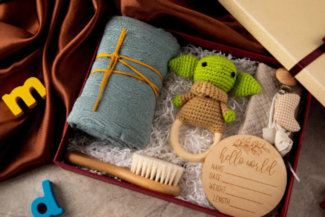 Adorable Baby Yoda Crochet Rattle With Wooden Ring - Handmade New Baby ...