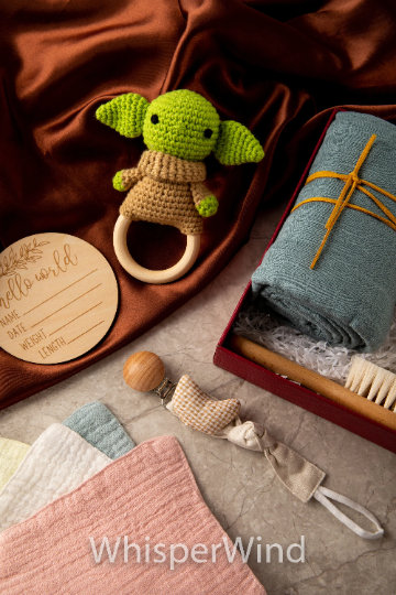 Adorable Baby Yoda Crochet Rattle With Wooden Ring - Handmade New Baby ...