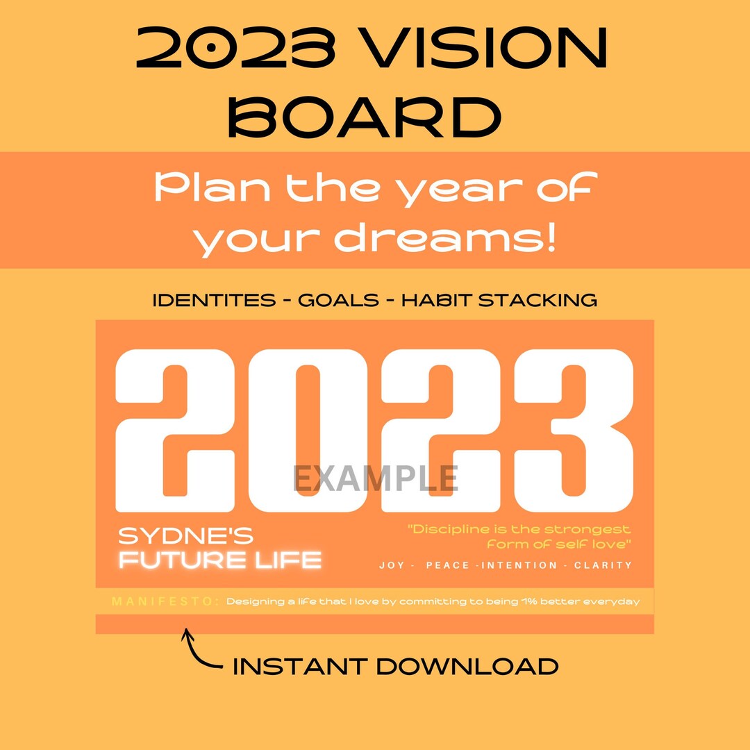 NEW, UNIQUE 2023 Vision Board CANVA Template for Planning and ...