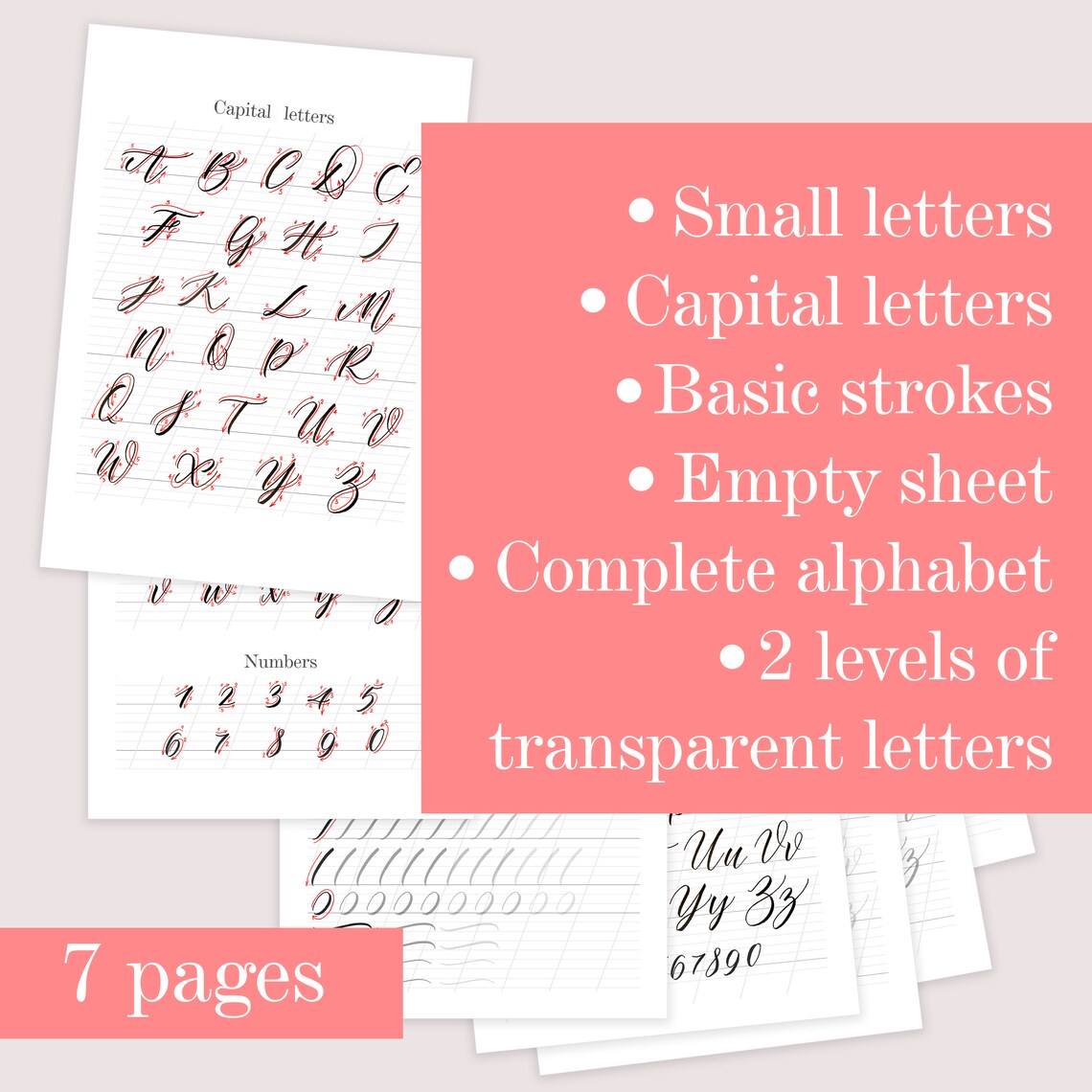 Basics of Brush Pen Calligraphy Practice Sheet Templates Work - Etsy