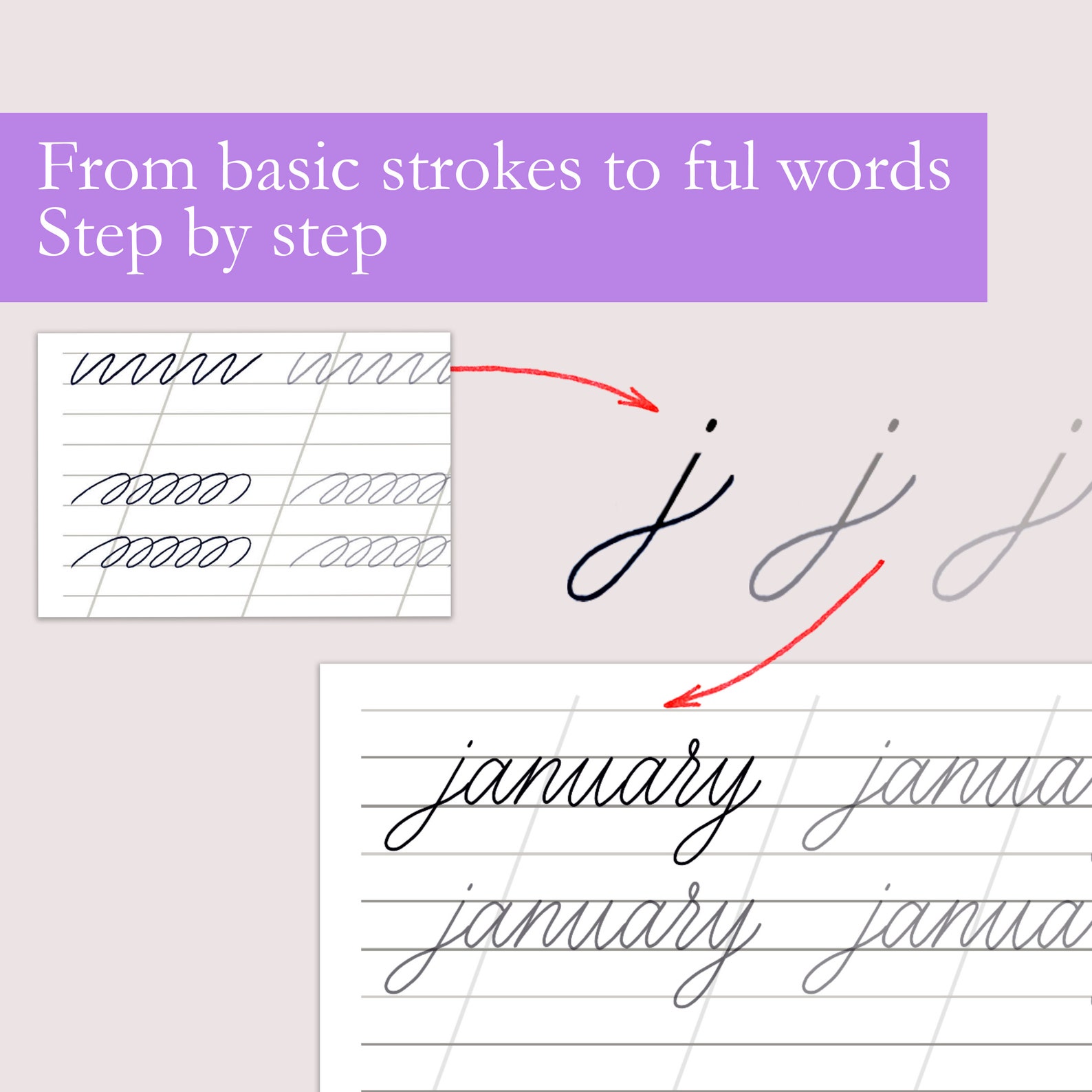 Monoline Cursive Latin Alphabet Calligraphy Practice Sheets, Print and ...