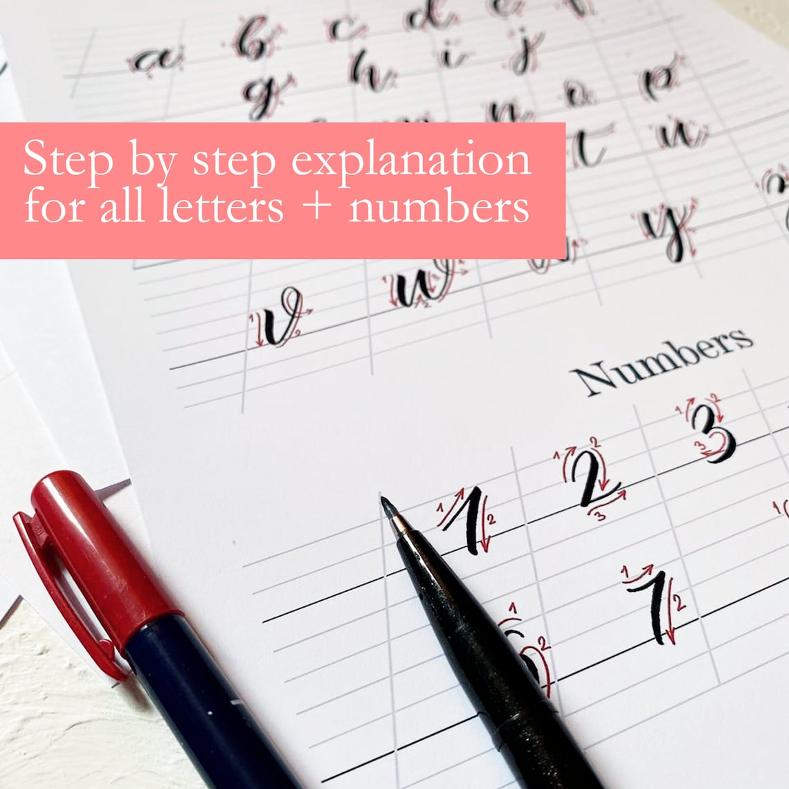 Basics of Brush Pen Calligraphy Practice Sheet Templates Work - Etsy