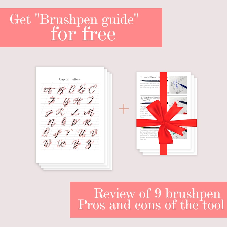 Basics of Brush Pen Calligraphy Practice Sheet Templates, Work Book for ...