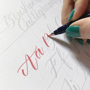 Basics of Brush Pen Calligraphy Practice Sheet Templates, Work Book for ...