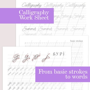 Monoline Cursive Latin Alphabet Calligraphy Practice Sheets, Print and ...