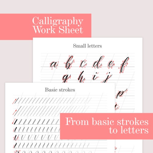 Basics of Brush Pen Calligraphy Practice Sheet Templates Work - Etsy