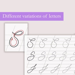 Monoline Cursive Latin Alphabet Calligraphy Practice Sheets, Print and ...