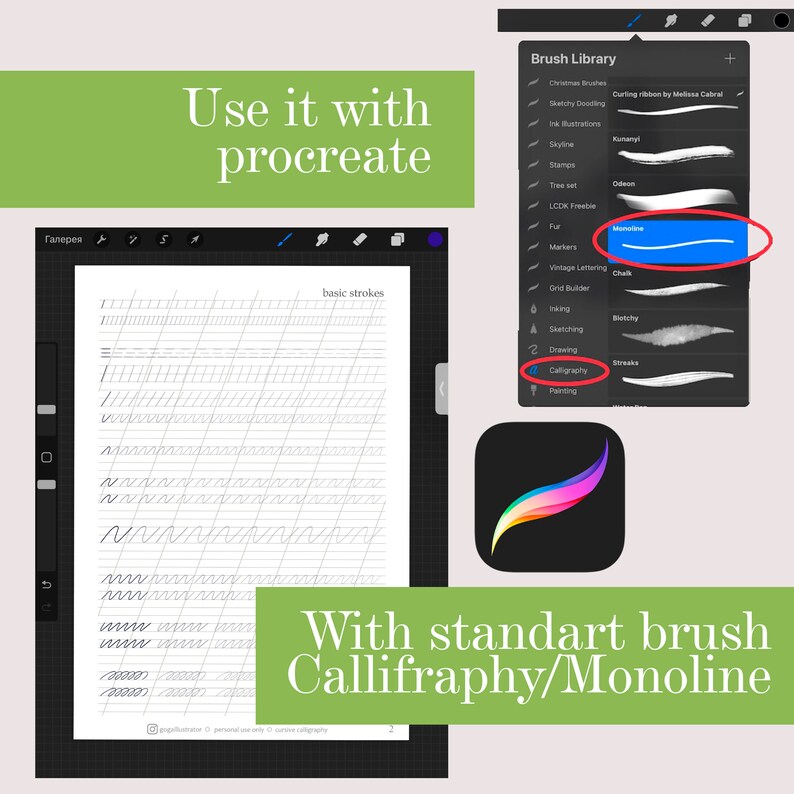 Monoline Cursive Latin Alphabet Calligraphy Practice Sheets, Work Book ...