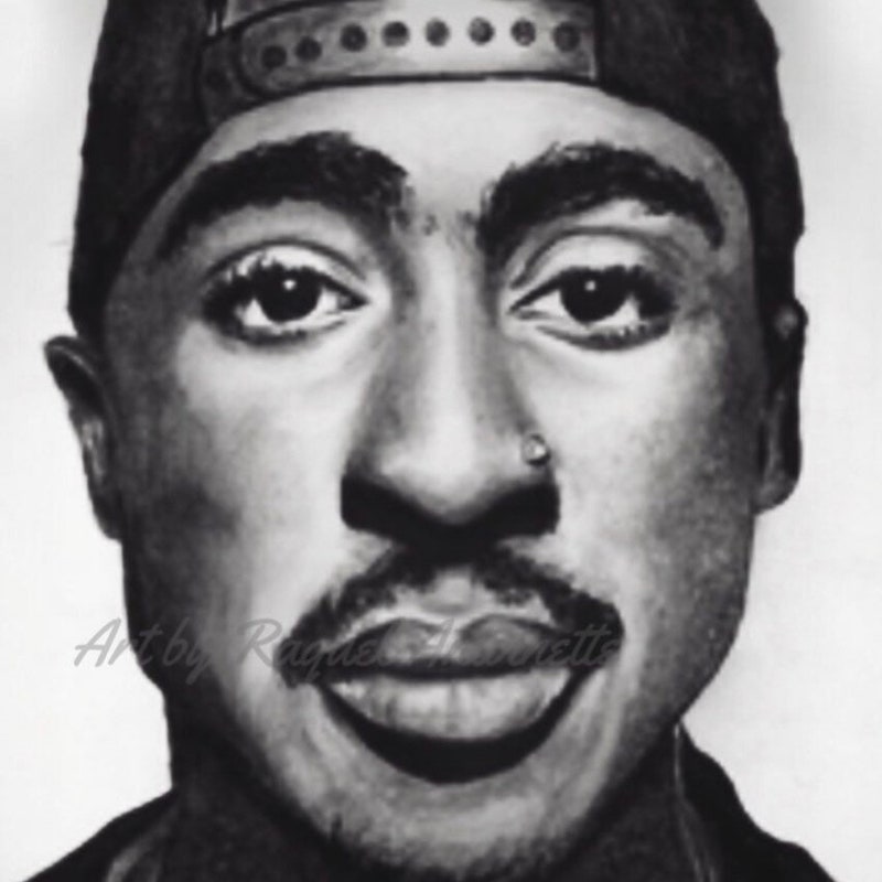 Tupac Black and White Print - Etsy