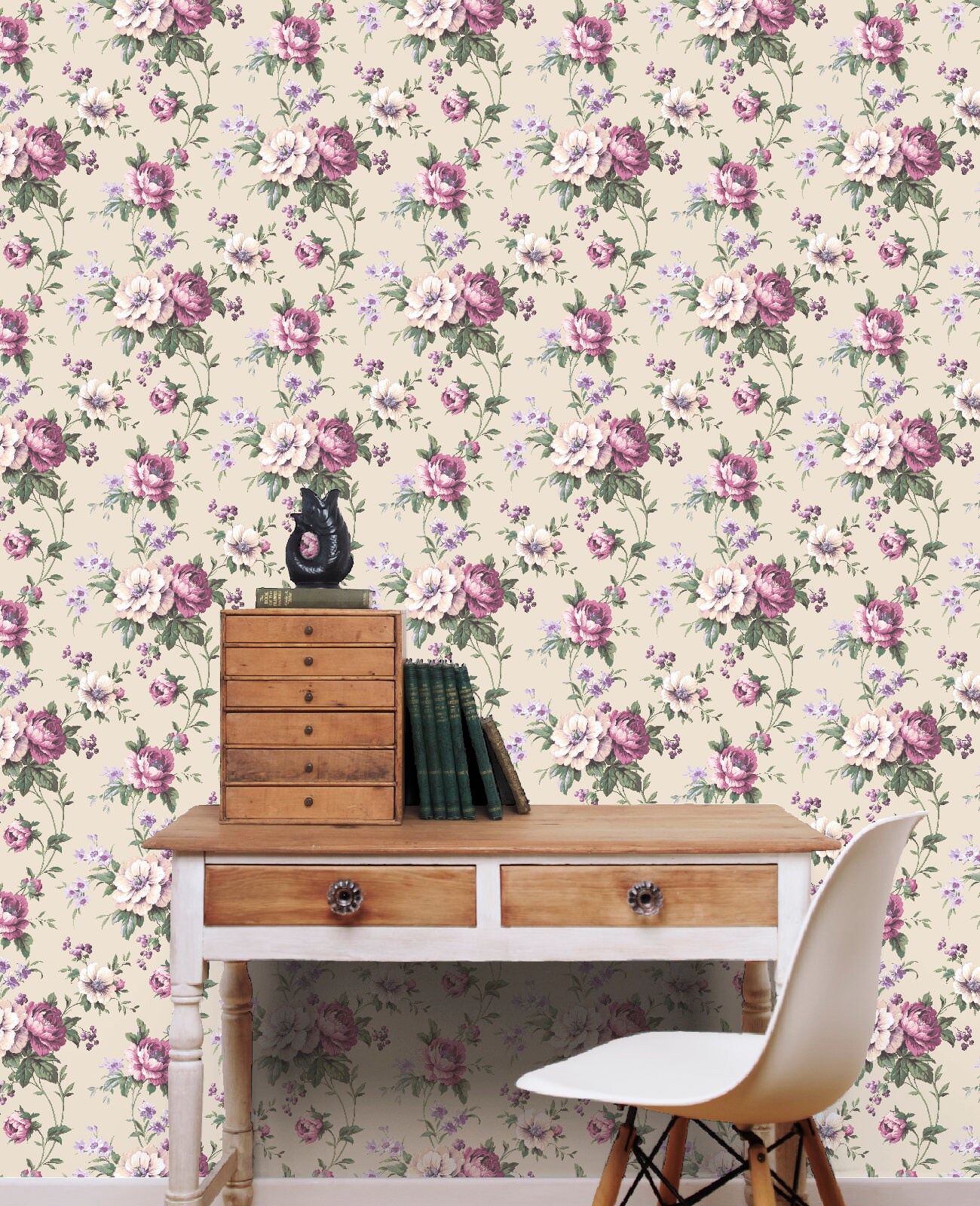 SAMPLE Floral Wallpaper 'cottage Garden' / Flower Wallpaper / Vintage ...