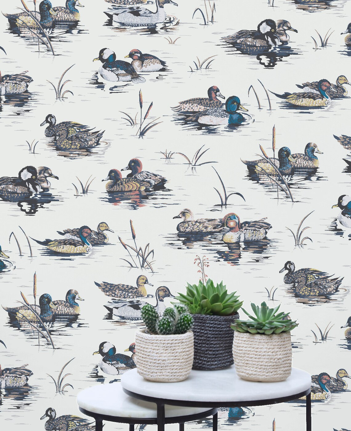 Duck Wallpaper 'reservoir Ducks' in Colour 'moonlight', Bird Wallpaper ...