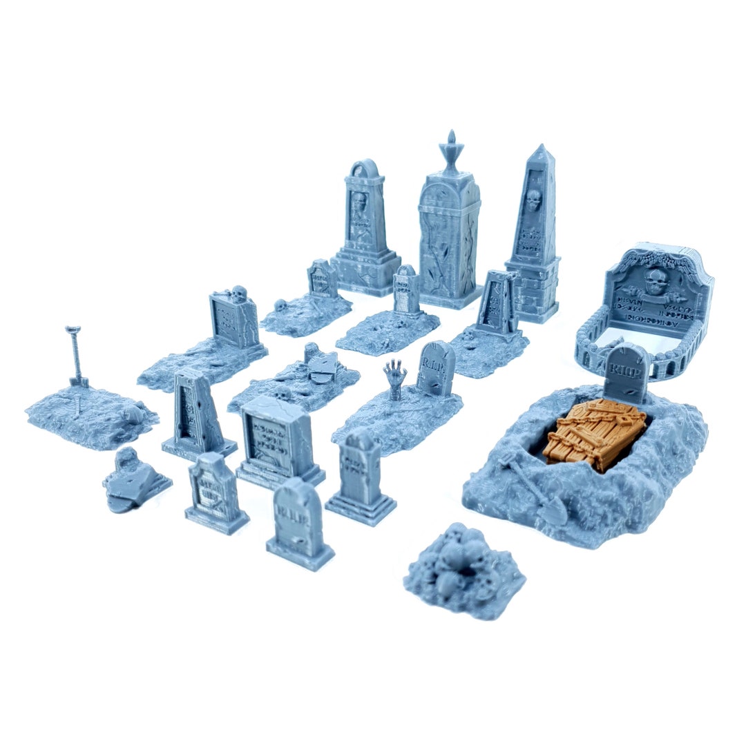 Tabletop Terrain Graveyard Set | 28mm Fantasy Scenery for Dnd, RPG and ...
