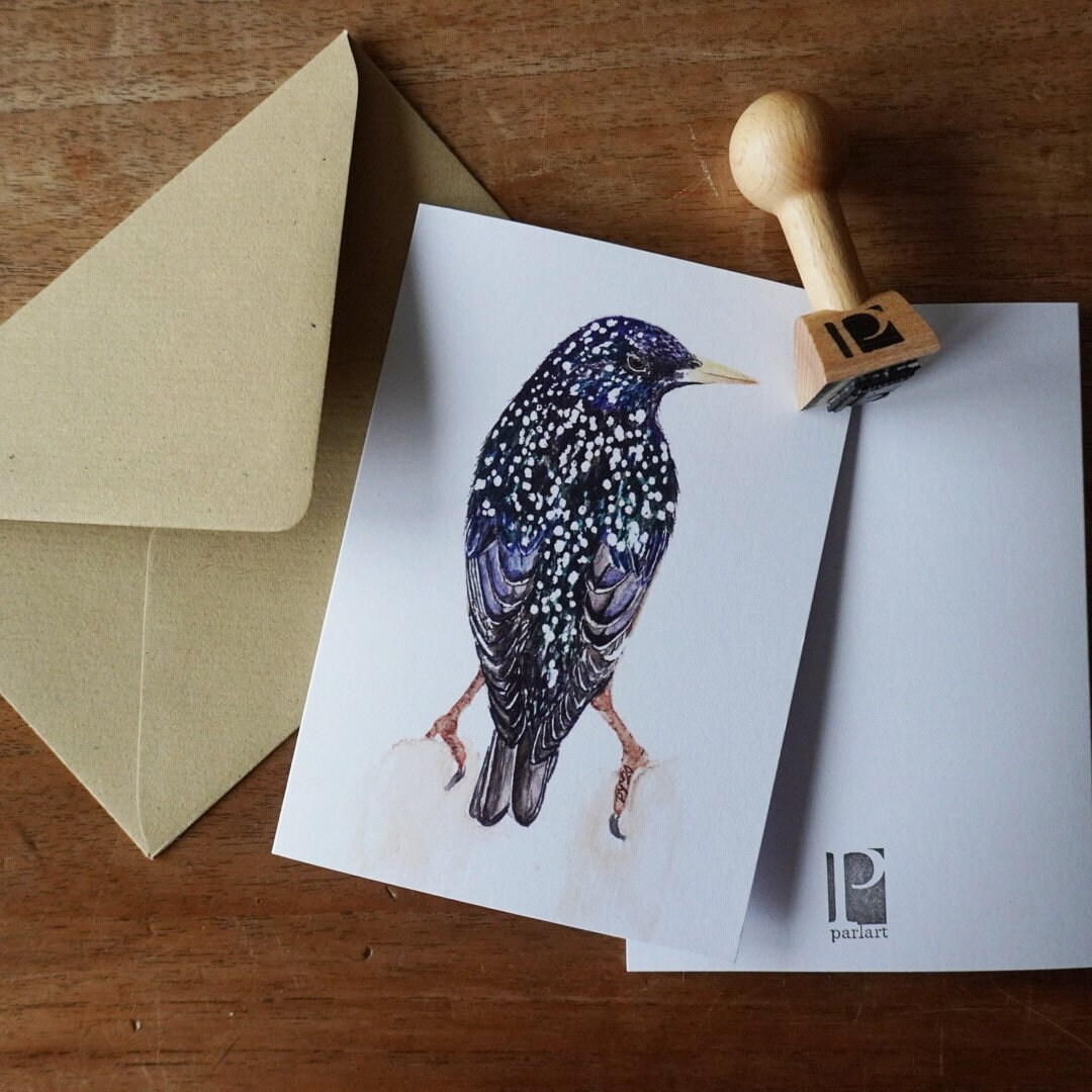 Starling Card Watercolor - Etsy