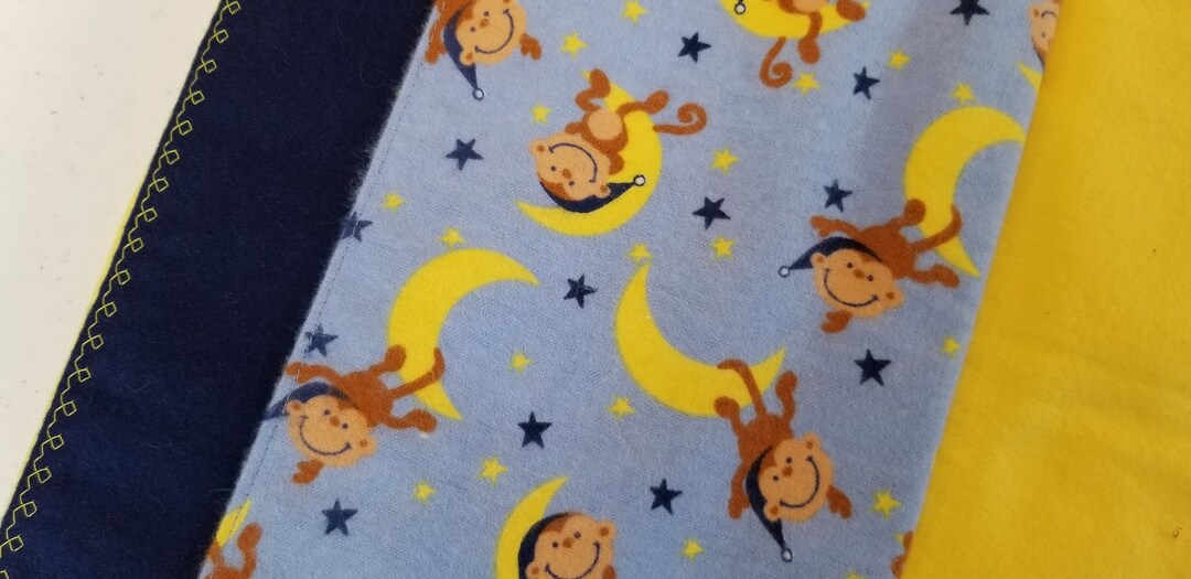 Monkeys on the Moon Burp Cloth Set - Etsy