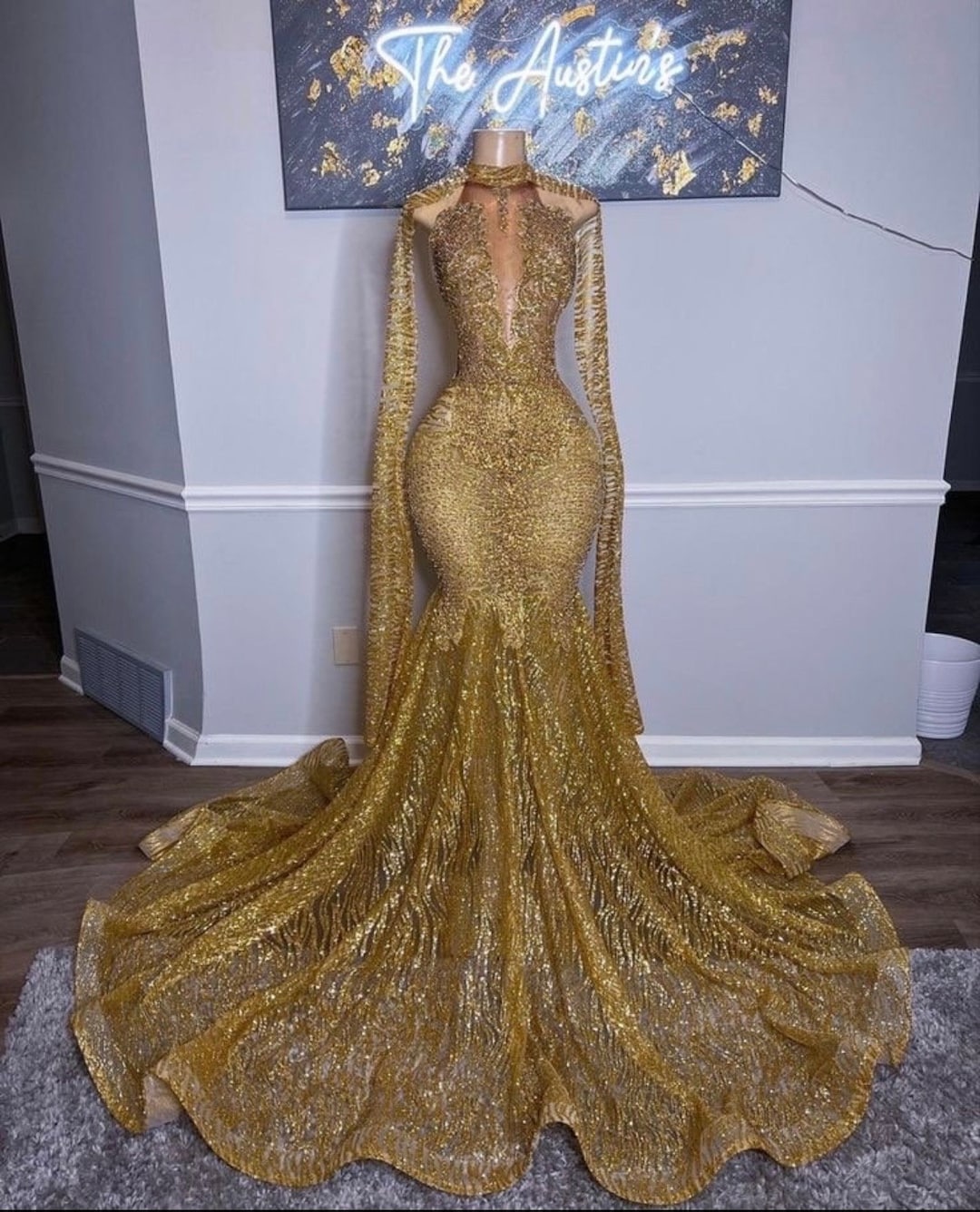 Gold Prom Gown,long Gold Dress, Full Length Wedding Dress,reception ...