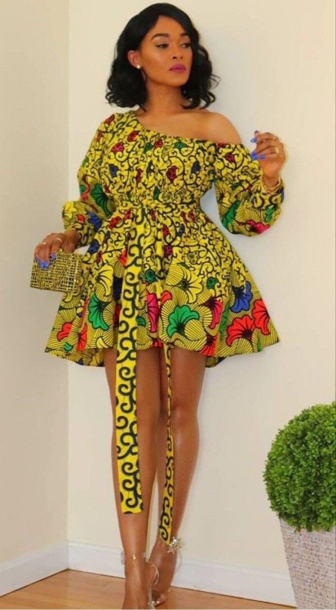 Ankara Print Midi Dressafrican Short Dressafrican Gown For Etsy