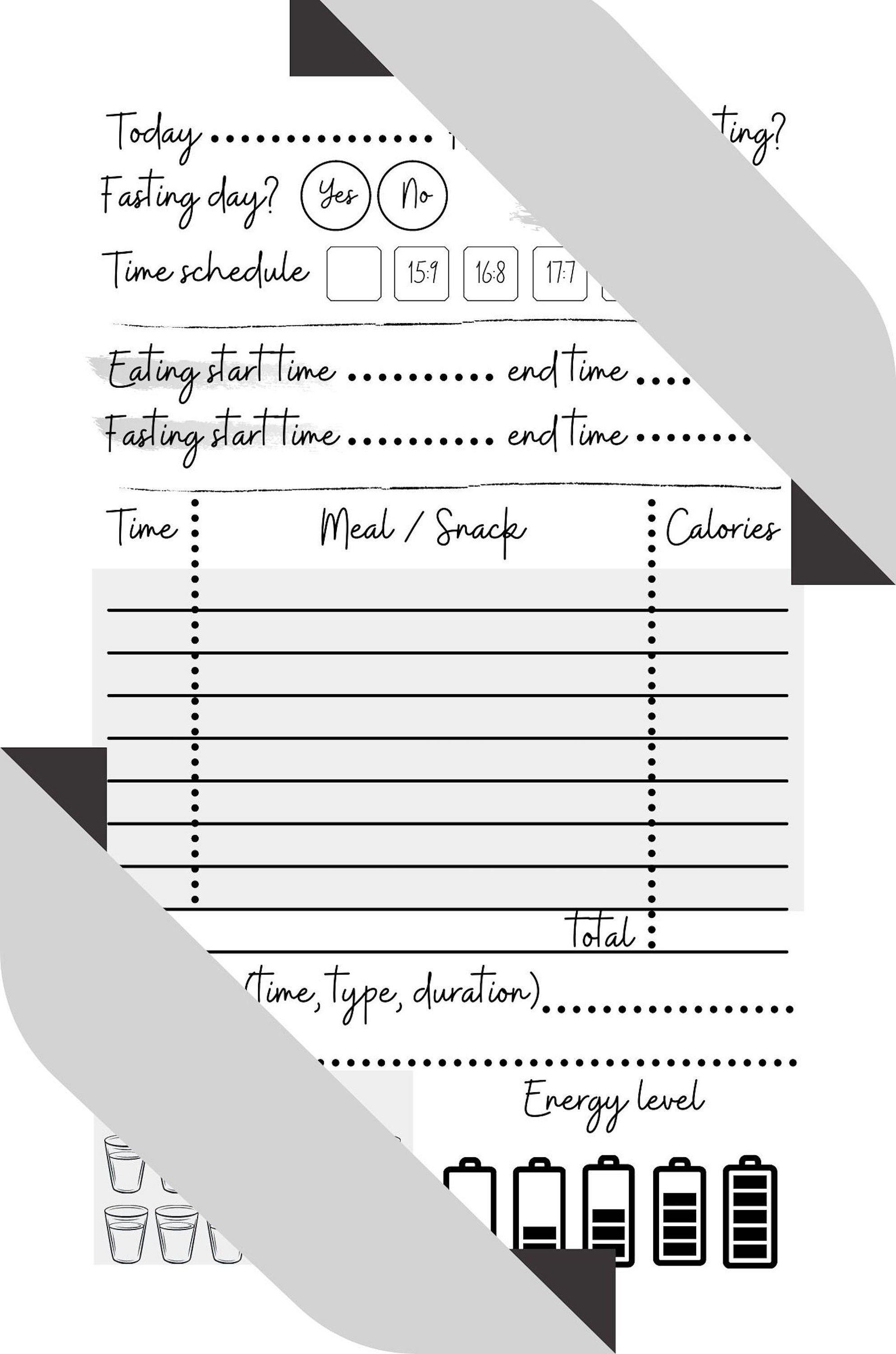 Intermittent Fasting Journal for Tracking Food, Exercise, and Weight ...