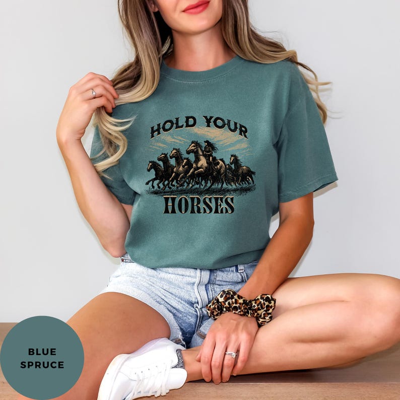 Hold Your Horses Graphic Tee | Vintage Western Shirt, Comfort Colors - Etsy